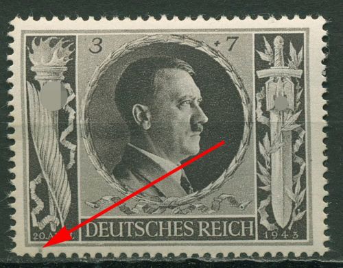 Deutsches Reich 1943 Geburtstag Hitlers mit Plattenfehler 844 f 12 postfrisch - Briefmarken Dr ...