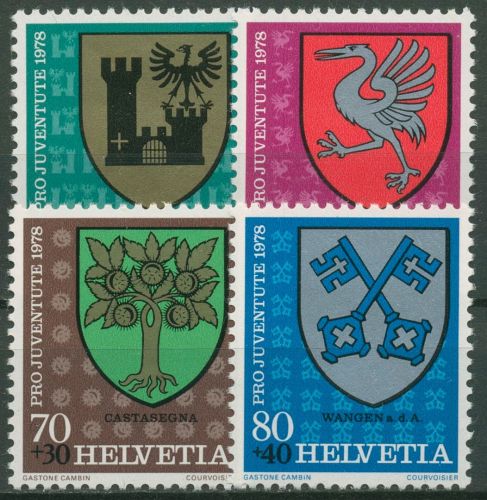 Schweiz 1978 Pro Juventute Wappen Gemeindewappen 1142/45 postfrisch - Briefmarken Dr. Rohde ...
