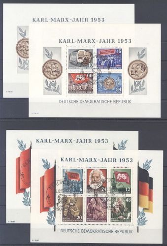 DDR Block 8-9 A+B Marx Blöcke gestempelt mit SST, geprüft BPP - Briefmarken Teutoburger Philatelie