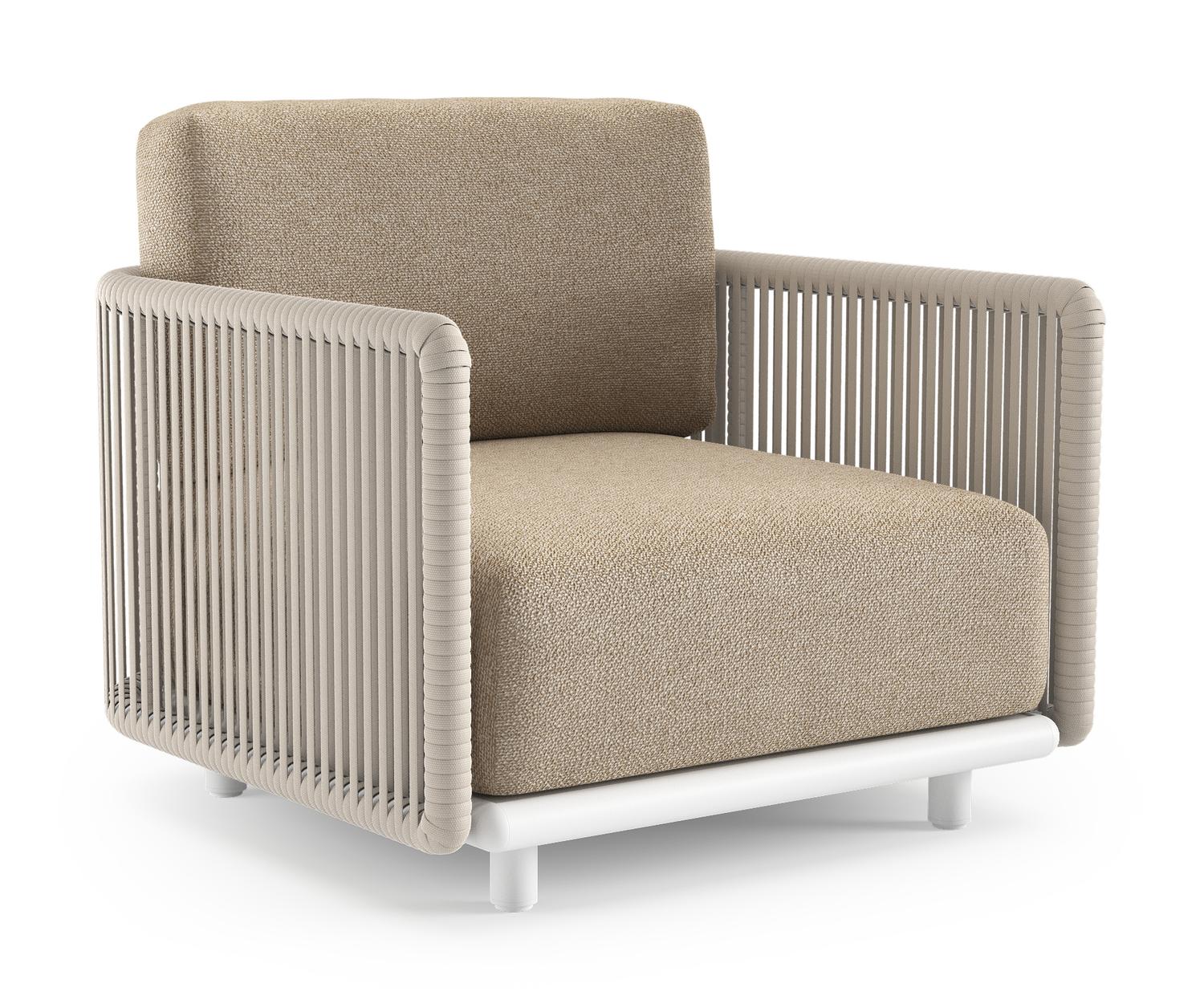 Fauteuil de jardin Organo en aluminium blanc et corde luxe plate tissée ...