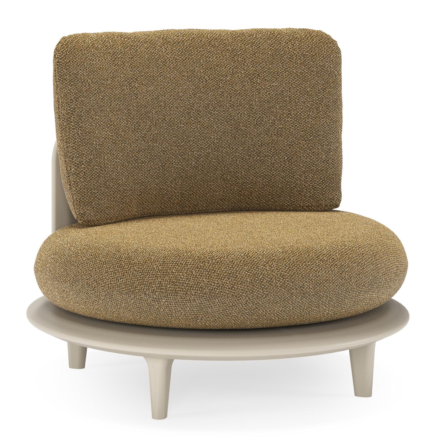 Bomero loungestoel in beige aluminium met madagascar walnut all weather ...