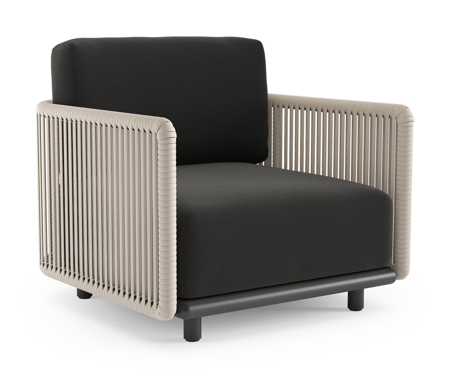 Fauteuil de jardin Organo en aluminium noir et corde luxe plate tissée ...