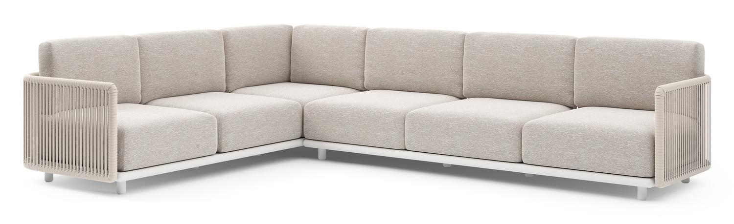 Salon de jardin d'angle Organo en aluminium blanc et corde luxe plate ...