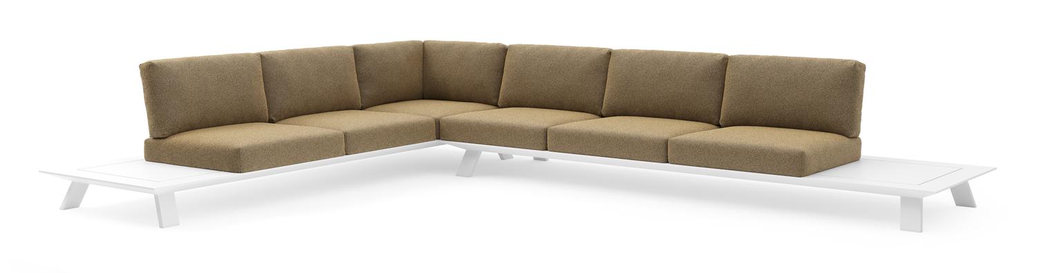 Cesano loungehoek in wit aluminium met madagascar walnut all weather ...