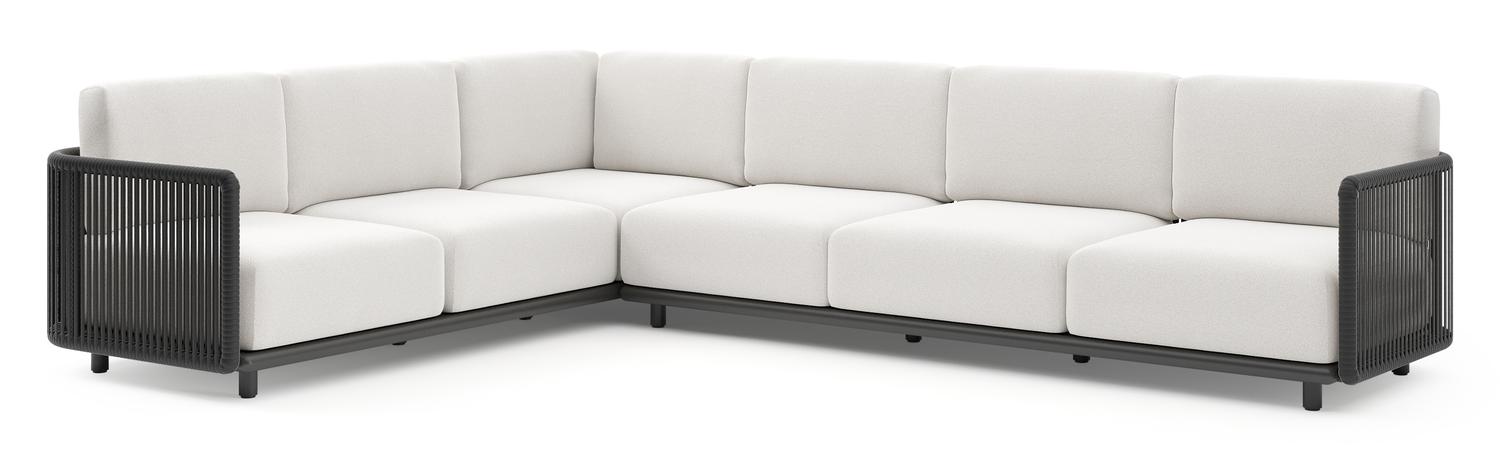 Salon de jardin d'angle Organo en aluminium noir et corde luxe plate ...