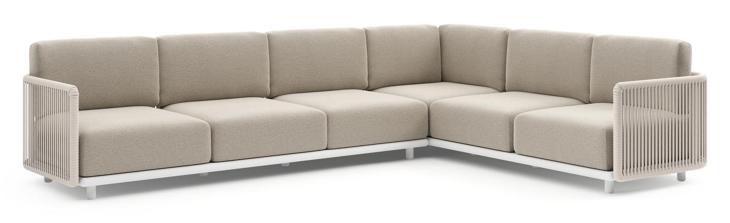 Salon de jardin d'angle Organo en aluminium blanc et corde luxe plate ...