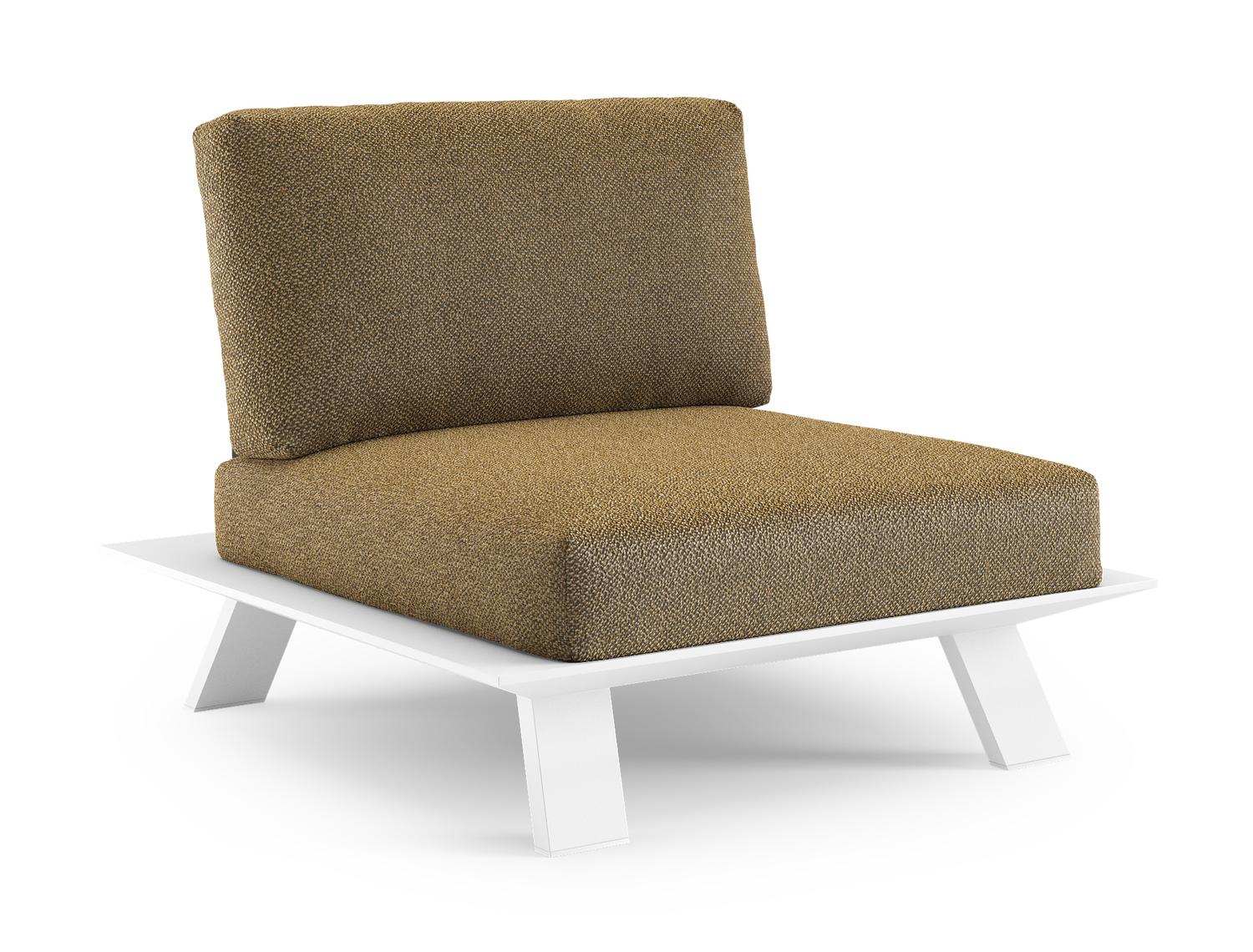 Cesano loungestoel in wit aluminium met madagascar walnut all weather ...