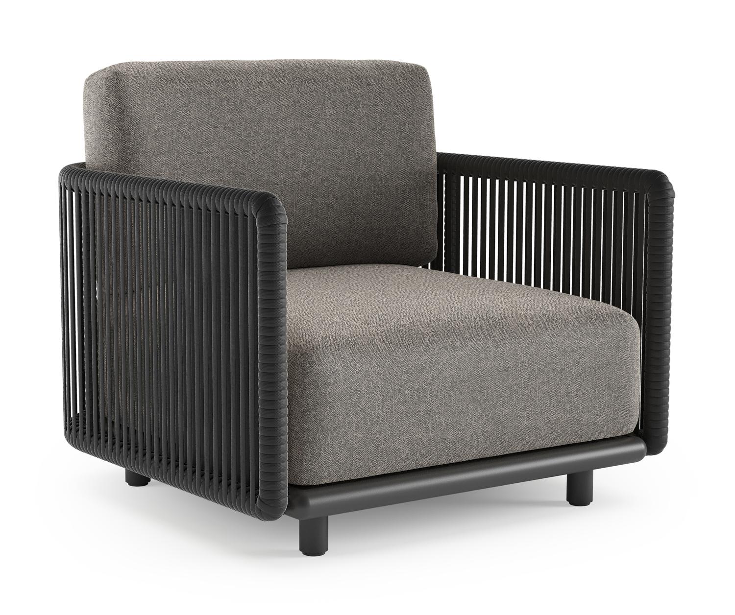 Fauteuil de jardin Organo en aluminium noir et corde luxe plate tissée ...