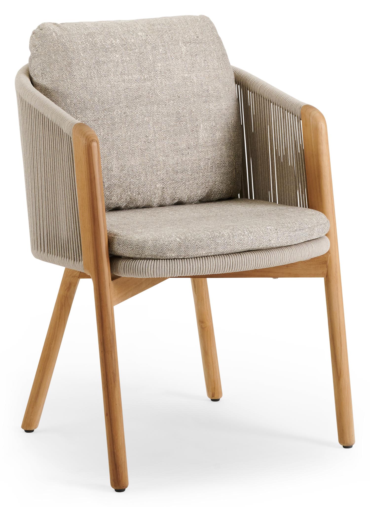 Gardo tuinstoel in teak en beige verticaal geweven ronde rope met ...