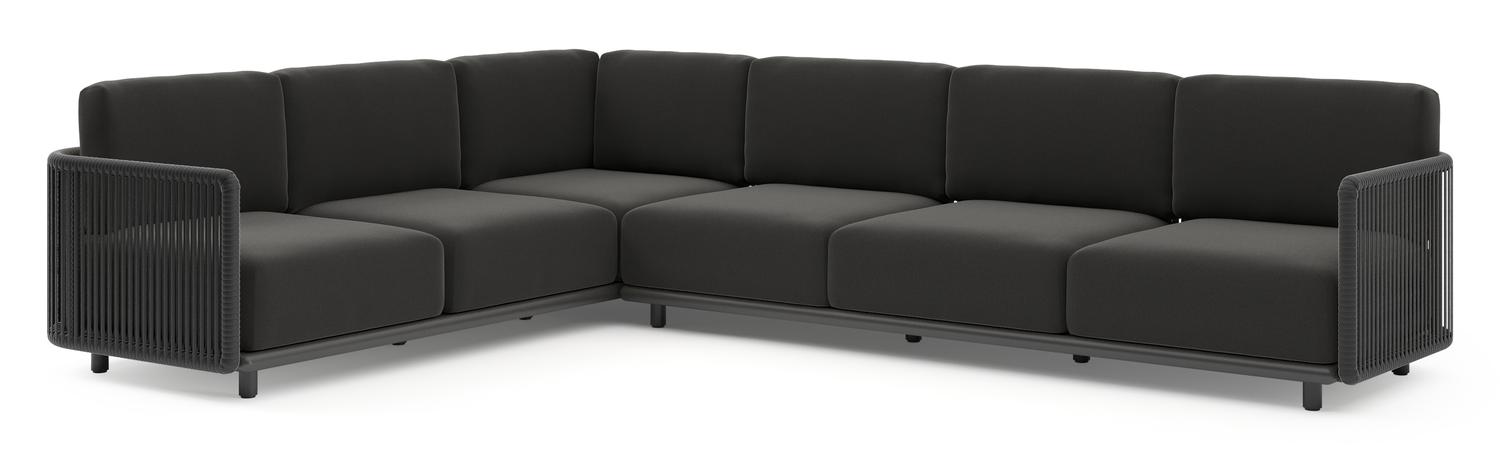 Salon de jardin d'angle Organo en aluminium noir et corde luxe plate ...