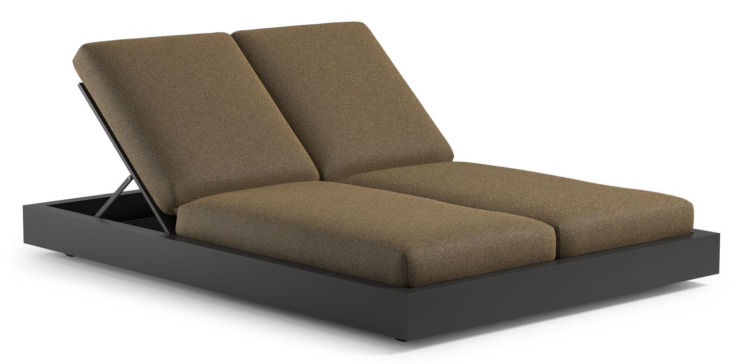 Chaise longue double réglable Como en aluminium noir et coussin en all ...