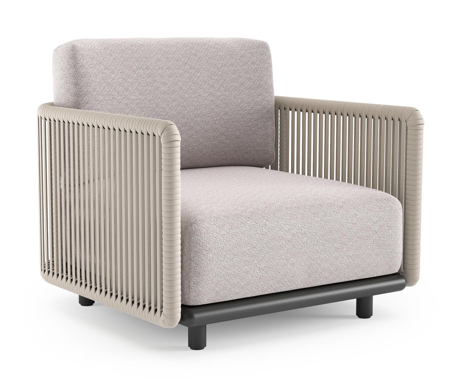 Fauteuil de jardin Organo en aluminium noir et corde luxe plate tissée ...