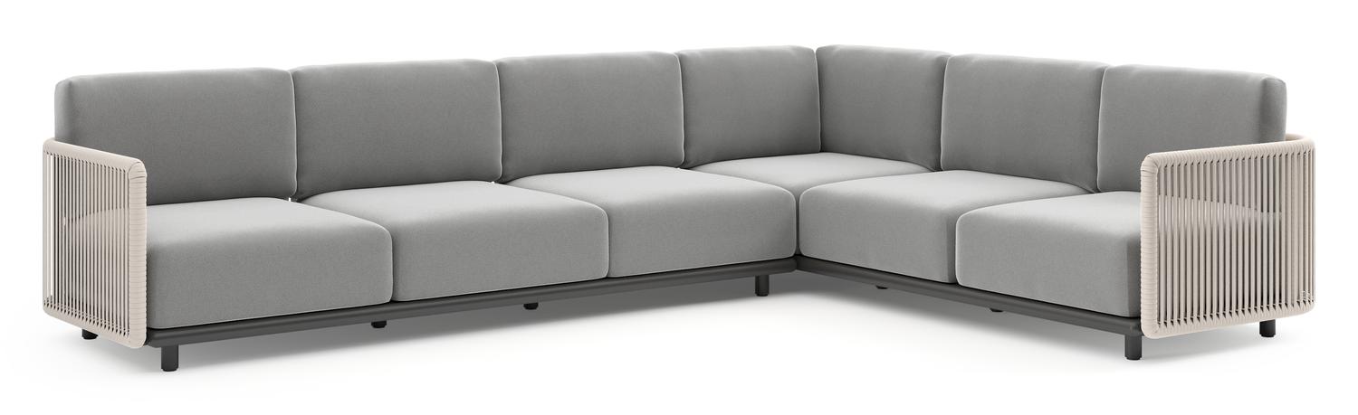 Salon de jardin d'angle Organo en aluminium noir et corde luxe plate ...