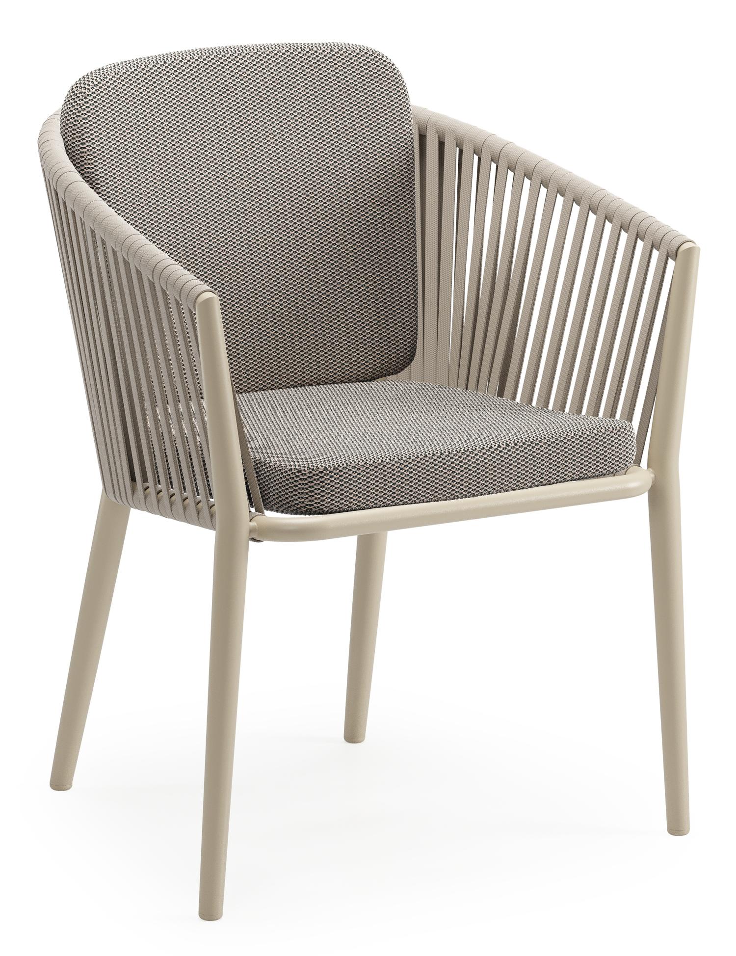 Chaise de jardin Orso en aluminium beige et corde plate tissée ...