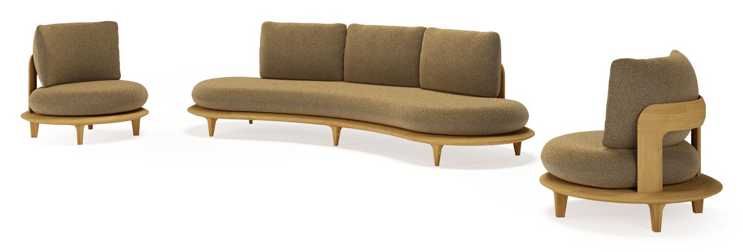 Bomero loungeset in teak met madagascar walnut all weather cosytica kussen