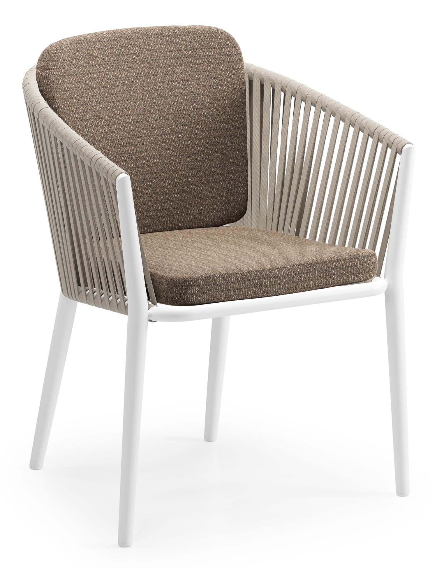 Chaise de jardin Orso en aluminium blanc et corde plate tissée ...