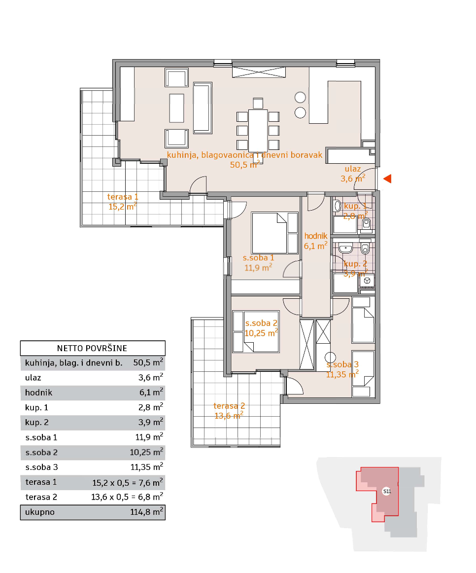 Split, novogradnja, luksuzan trosoban stan s pogledom ...