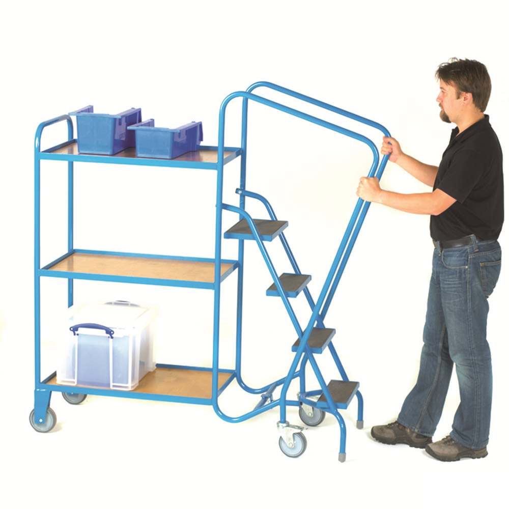 GS Order Picking Trolley | 4 Steps, 3 Steel Trays | CSI Products
