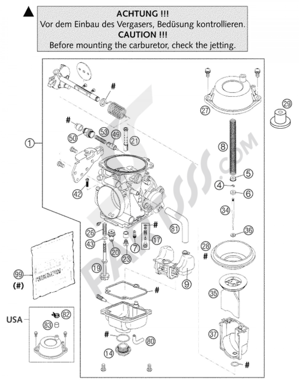 CARBURATOR MIKUNI BST40-266 KTM 640 LC4 ADVENTURE 2003 EU