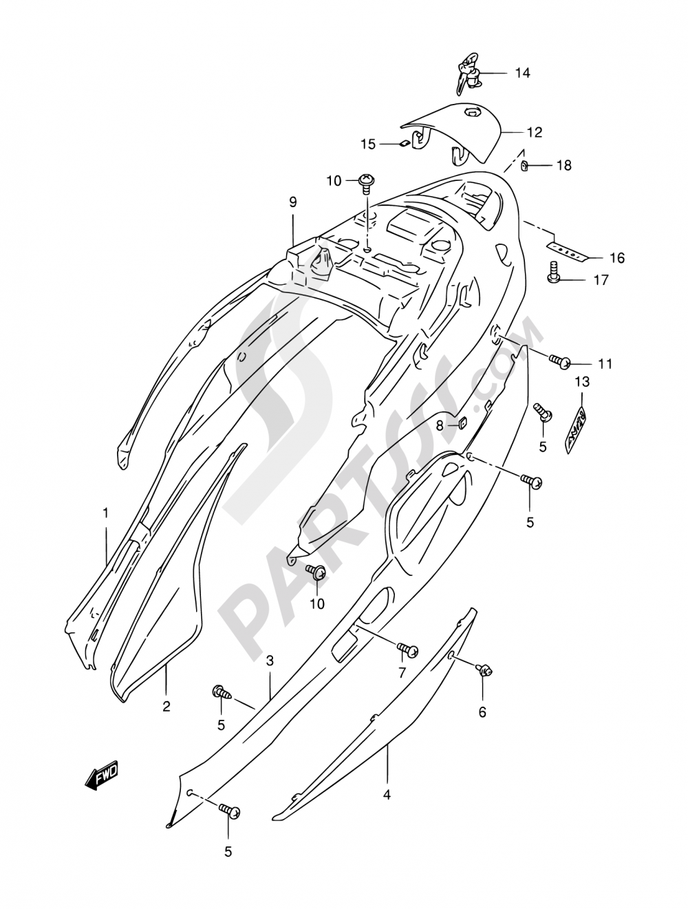 33A - FRAME COVER (MODEL X/Y) Suzuki AN150 2000