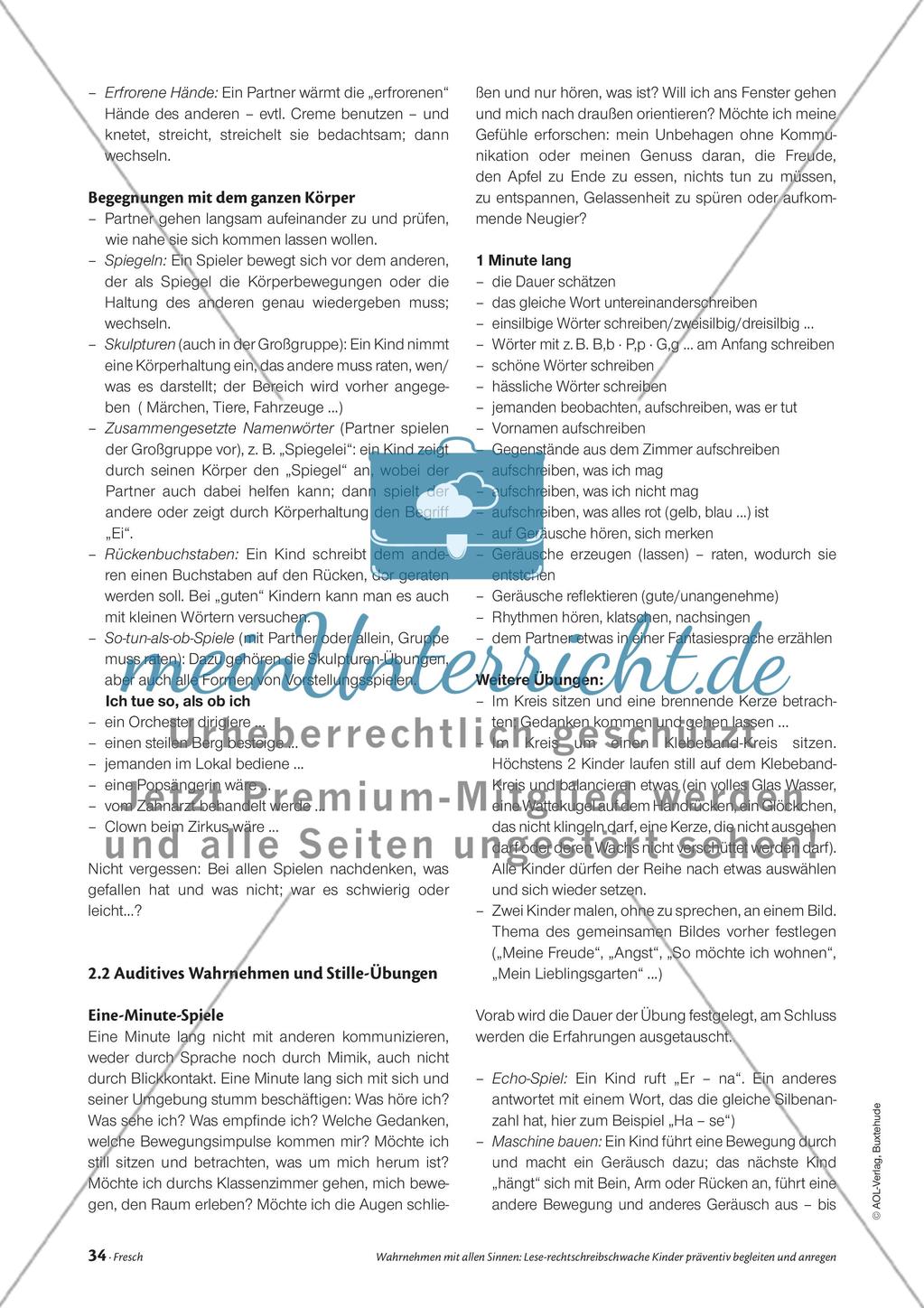 Wahrnehmen mit allen Sinnen: Lese-rechtschreibschwache Kinder präventiv ...