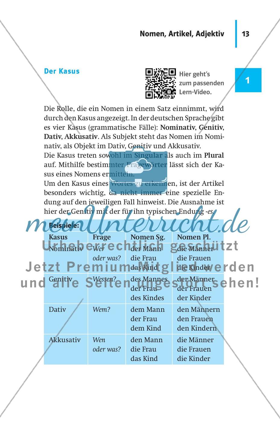 Nomen, Artikel, Adjektiv - meinUnterricht