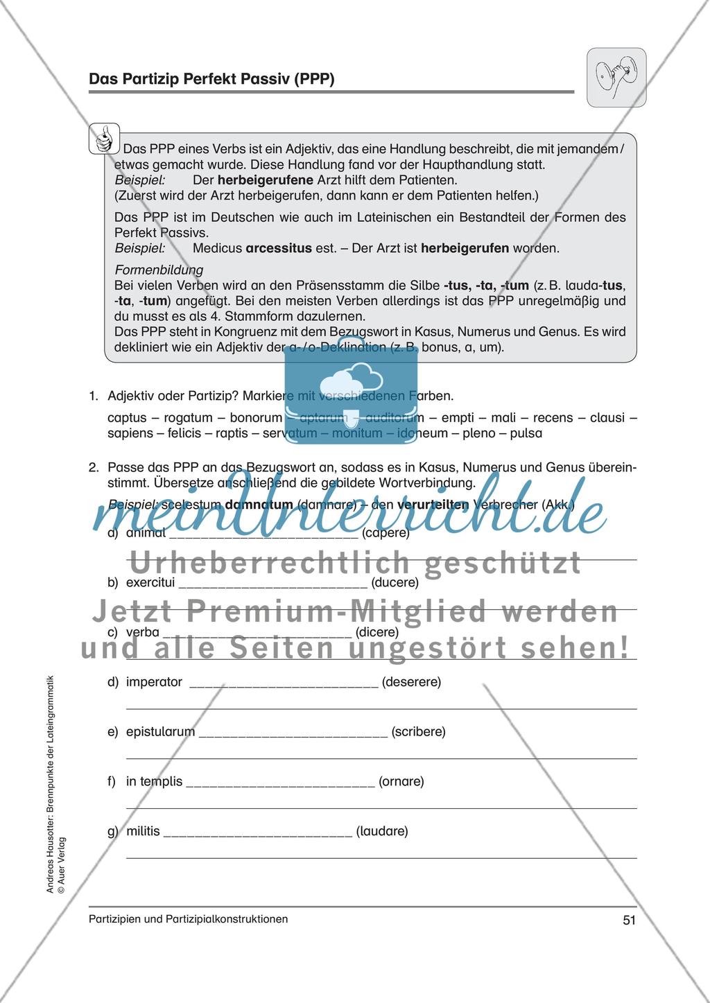 Partizipien und Partizipialkonstruktionen - meinUnterricht