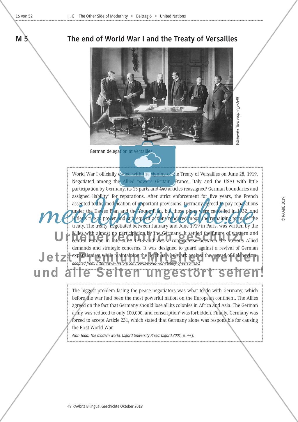 The League of Nations and the Treaty of Versailles - meinUnterricht