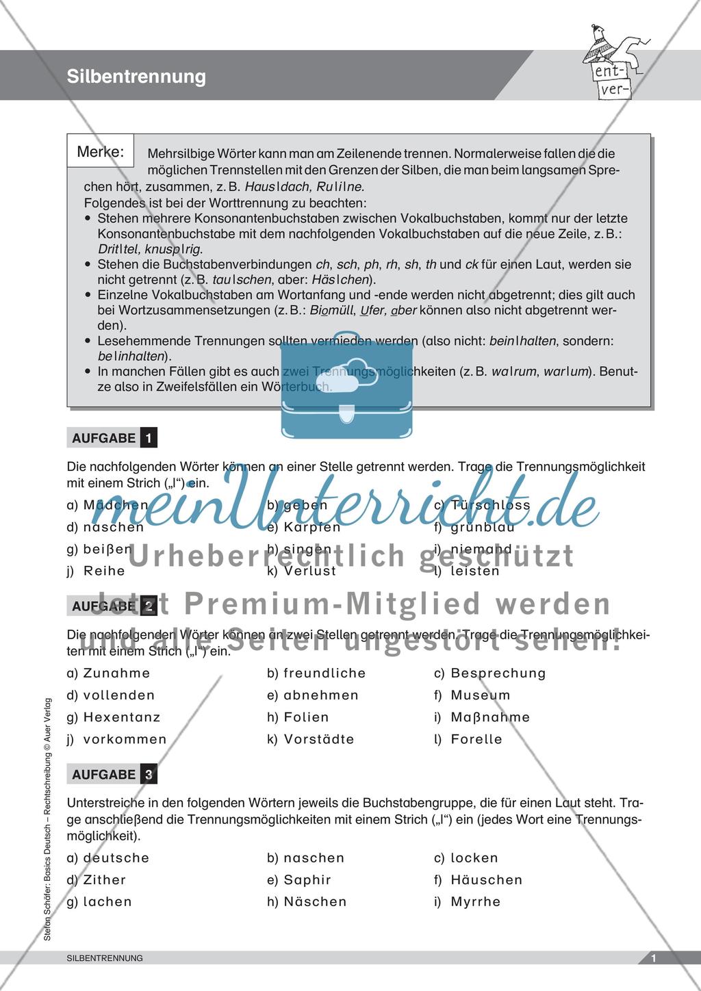 Silbentrennung und Umgang mit dem Wörterbuch - meinUnterricht Silbentrennung und Umgang mit dem Wörterbuch - meinUnterricht