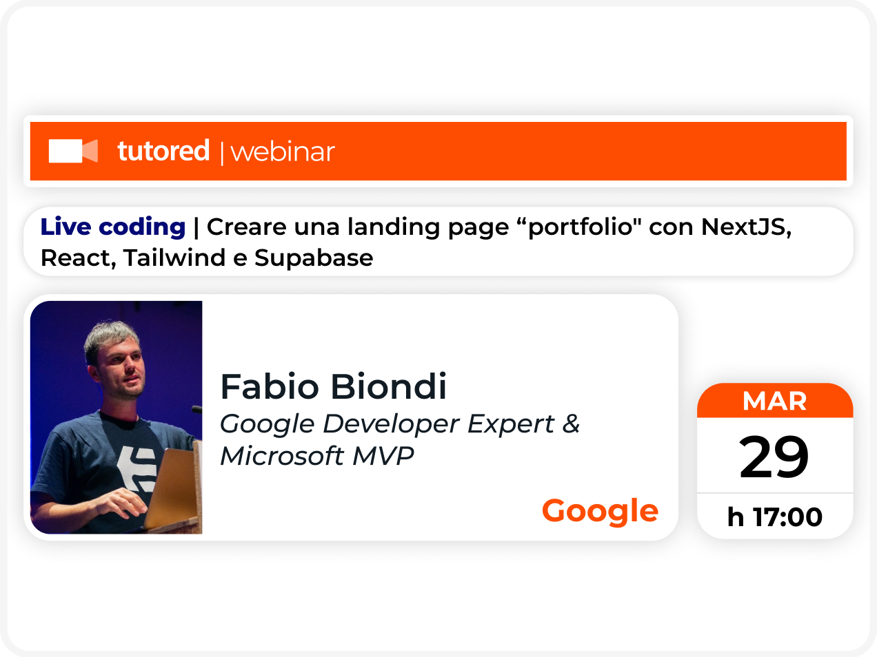 Joinrs: Live coding | Creare una landing page “portfolio" con NextJS, React, Tailwind e Supabase