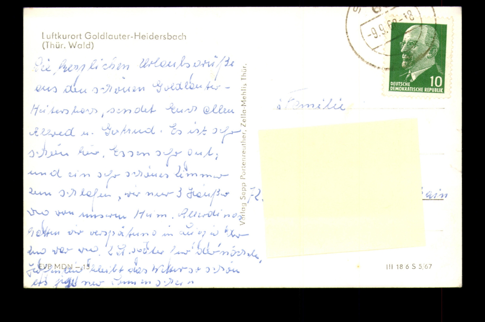 Goldlauter-Heidersbach, OT von Suhl, Blick zum Ort - Briefmarken ...