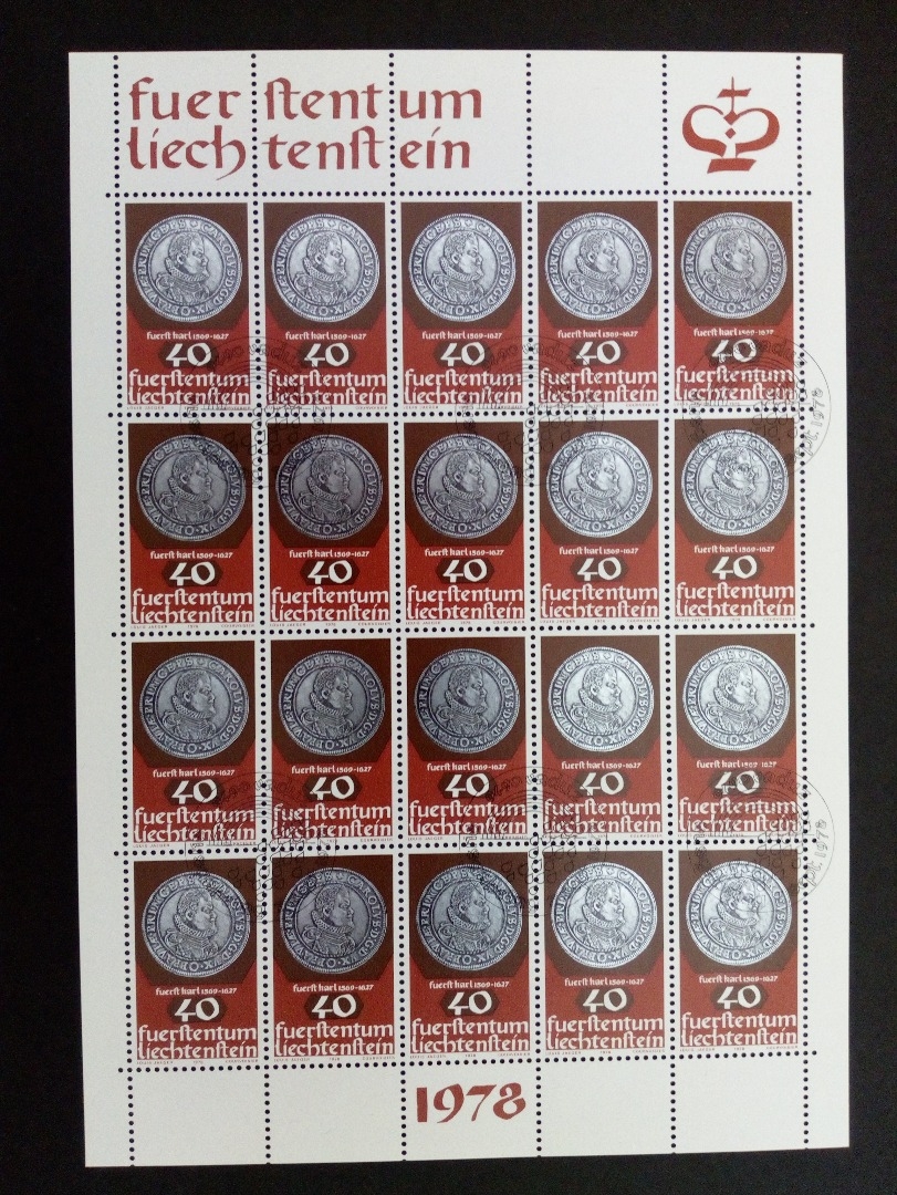 LIECHTENSTEIN MI-NR. 710-712 GESTEMPELT(USED) KLEINBOGENSATZ MÜNZEN UND MEDAILLIEN (II) 1978 ...
