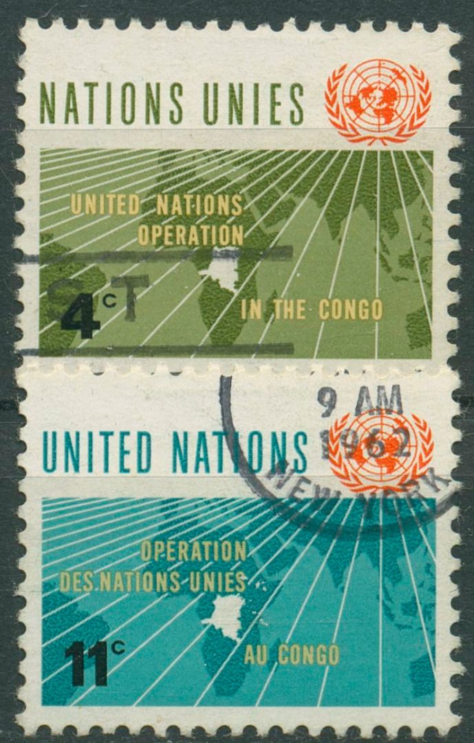 UNO New York 1962 Einsatz im Kongo ONUC Weltkarte 120/21 gestempelt ...