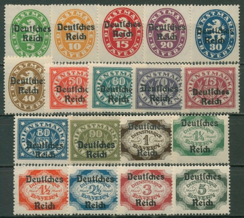 Deutsches Reich Dienstmarken Bayern mit Aufdruck 1920 D 34/51 postfrisch - Briefmarken Dr. Rohde ...