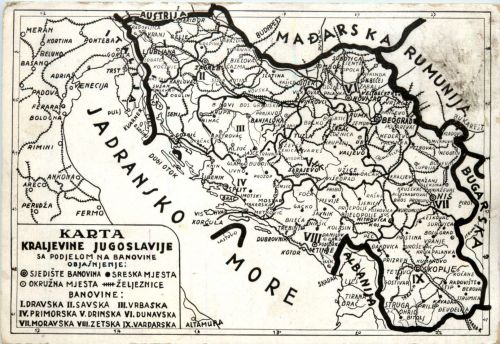 Karta Kraljevine Jugoslavije - Map