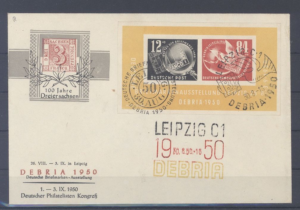 DDR, Block 7, Debria Block 1950 als Brief mit SST von der DEBRIA - Briefmarken Teutoburger ...
