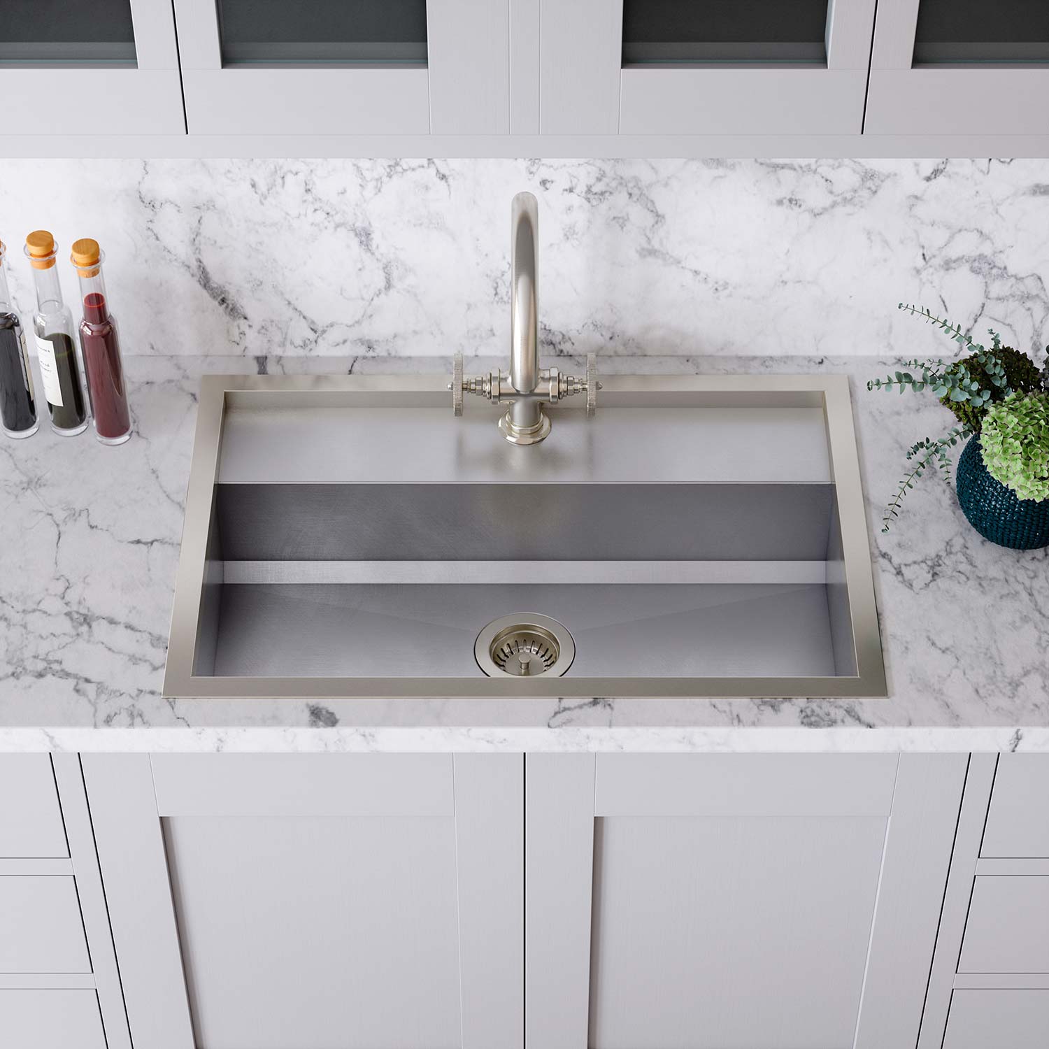 Top-mounted rectangular sink with step - Officine Gullo