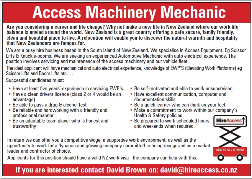 Access Machinery Mechanic | Job Portal | Vertikal.net